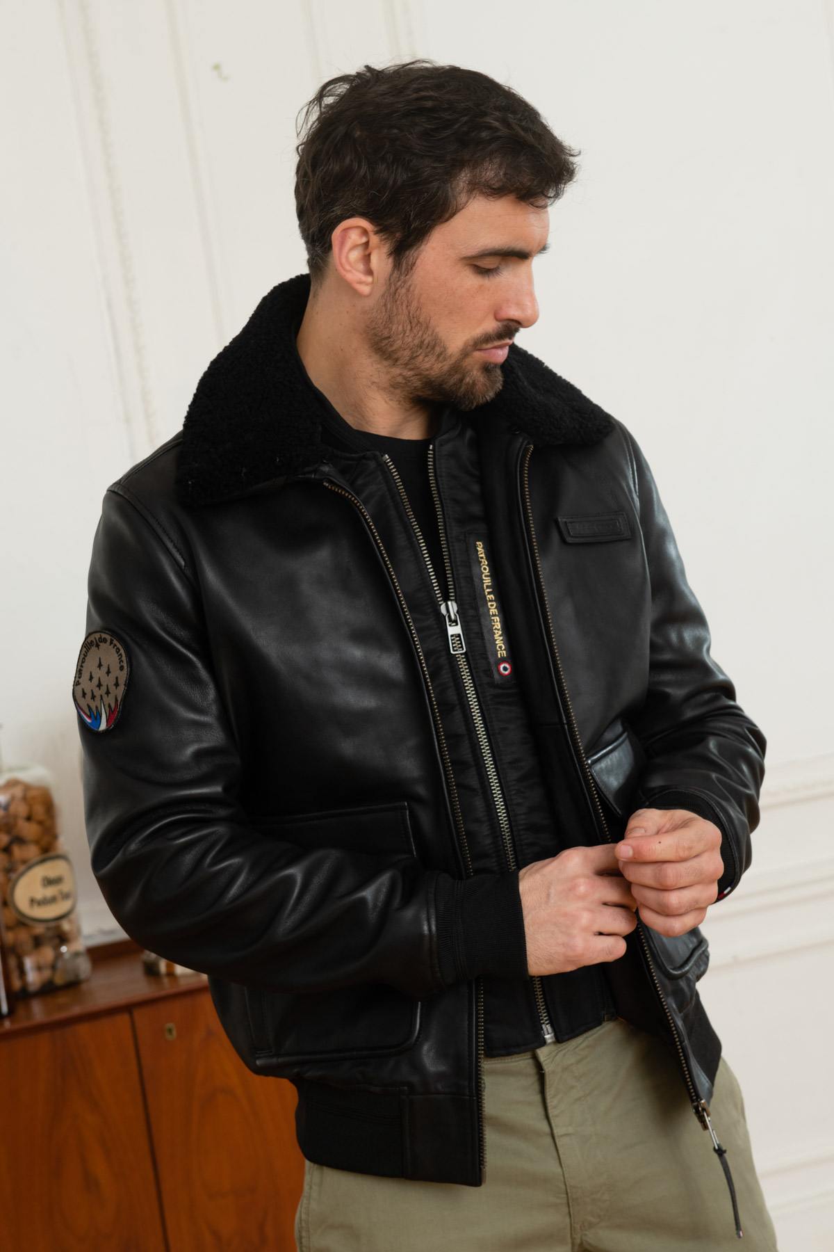 Men's Jacket Patrouille de France FASTEN RUNWAY BLACK - Leather-Jack.com