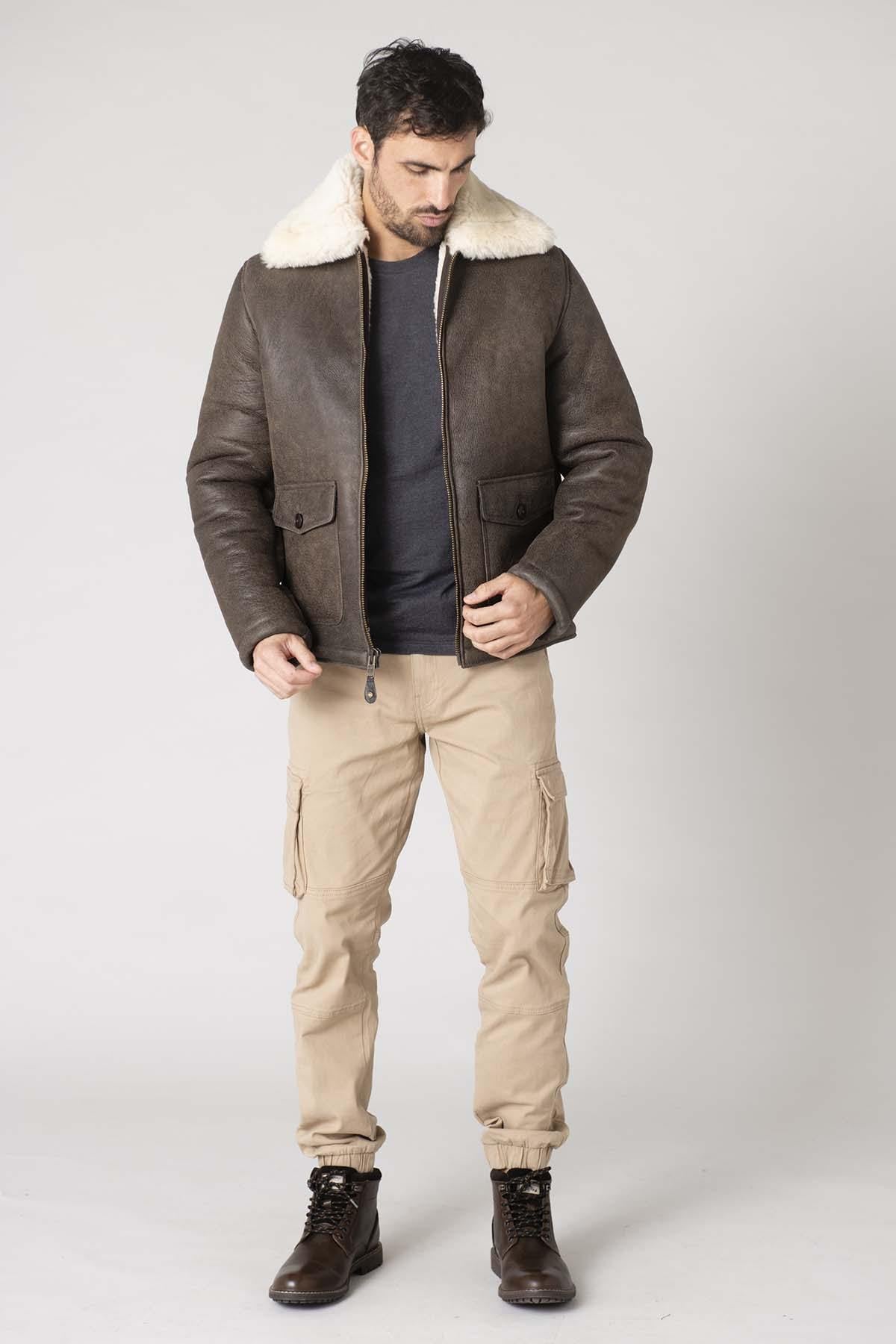 Men's Jacket Schott LC1259FLY BROWN - Leather-Jack.com