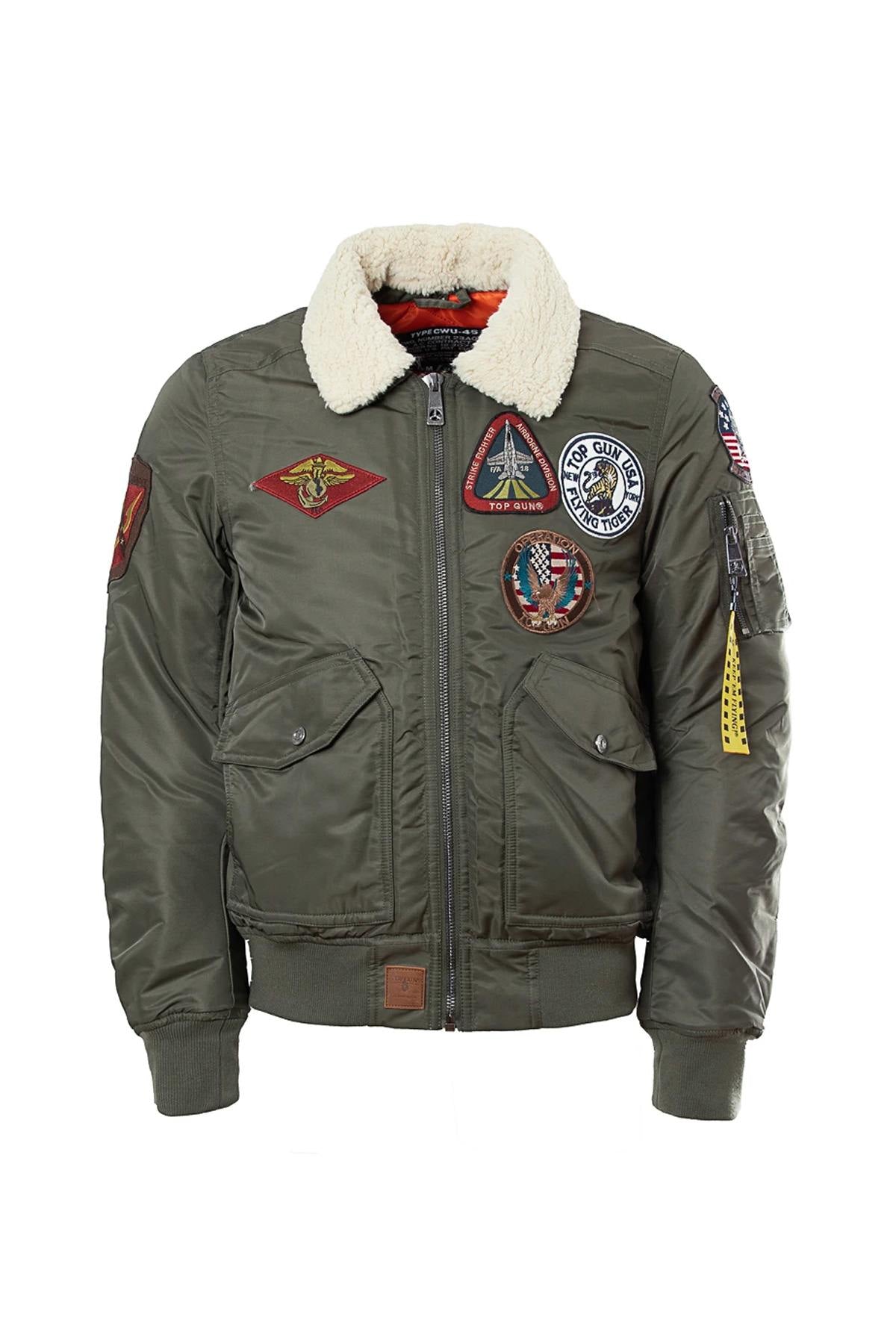 Men's Jacket top gun BOMBERS TG-CWU45-V1 ARMY KHAKI - Hide-Jack.com ...